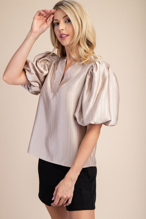 Born to Shine Taupe Top – Ribbon Chix